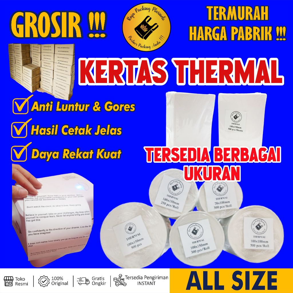 Jual (KHUSUS GOSEND ) Kertas Thermal Per DUS ukuran 78x100, 100x100 ...