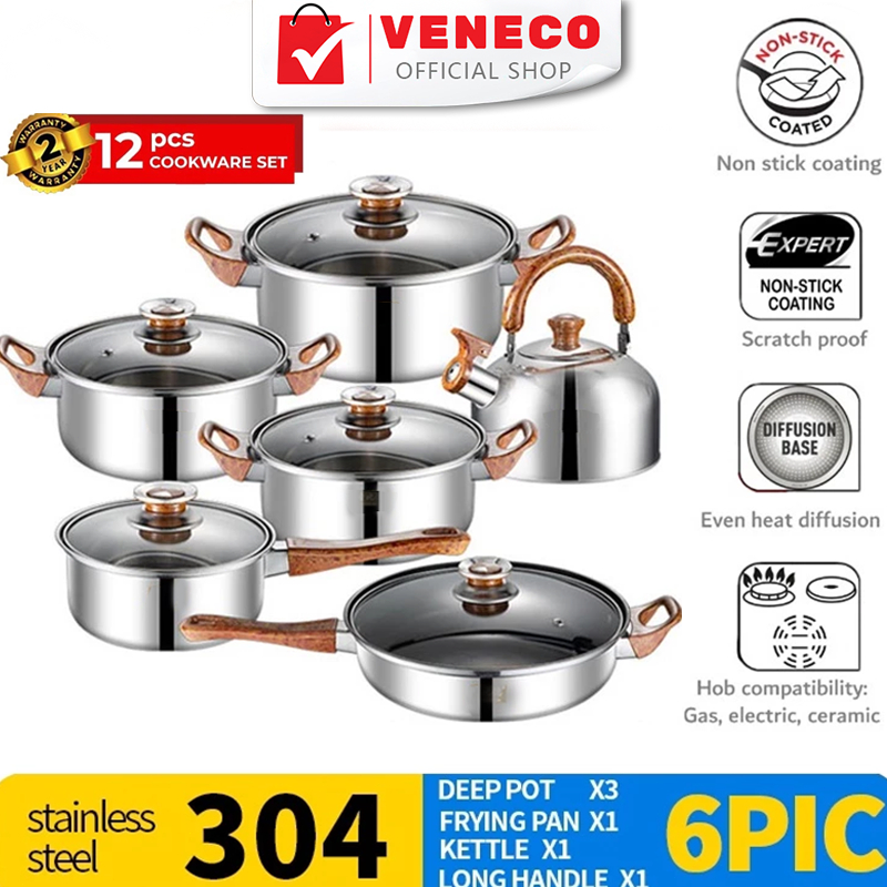 Jual Panci Set Stainless Steel Dengan 6 Pcs Dengan Teko Stainless Panci ...