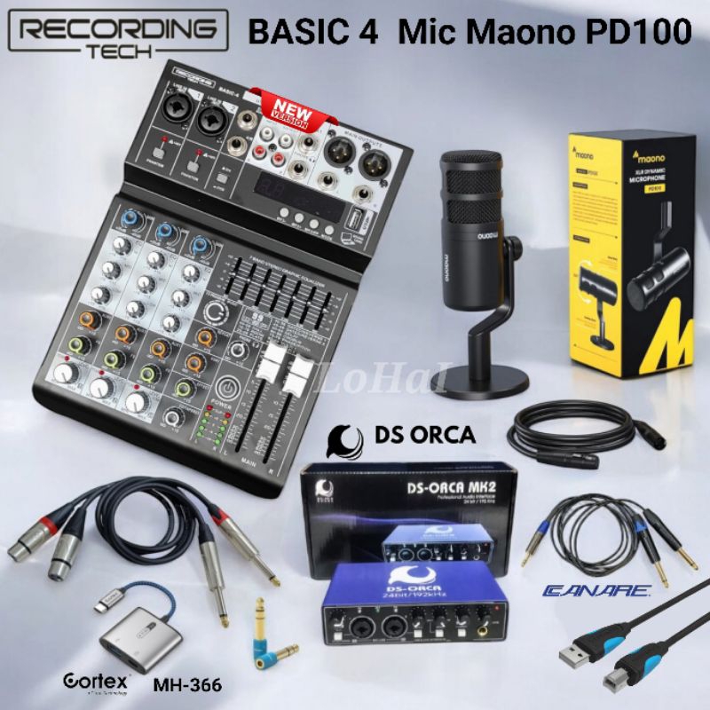 Jual Paket Mixer Recording Tech Basic 4 DS ORCA MK2 Mic Maono PD100 ...