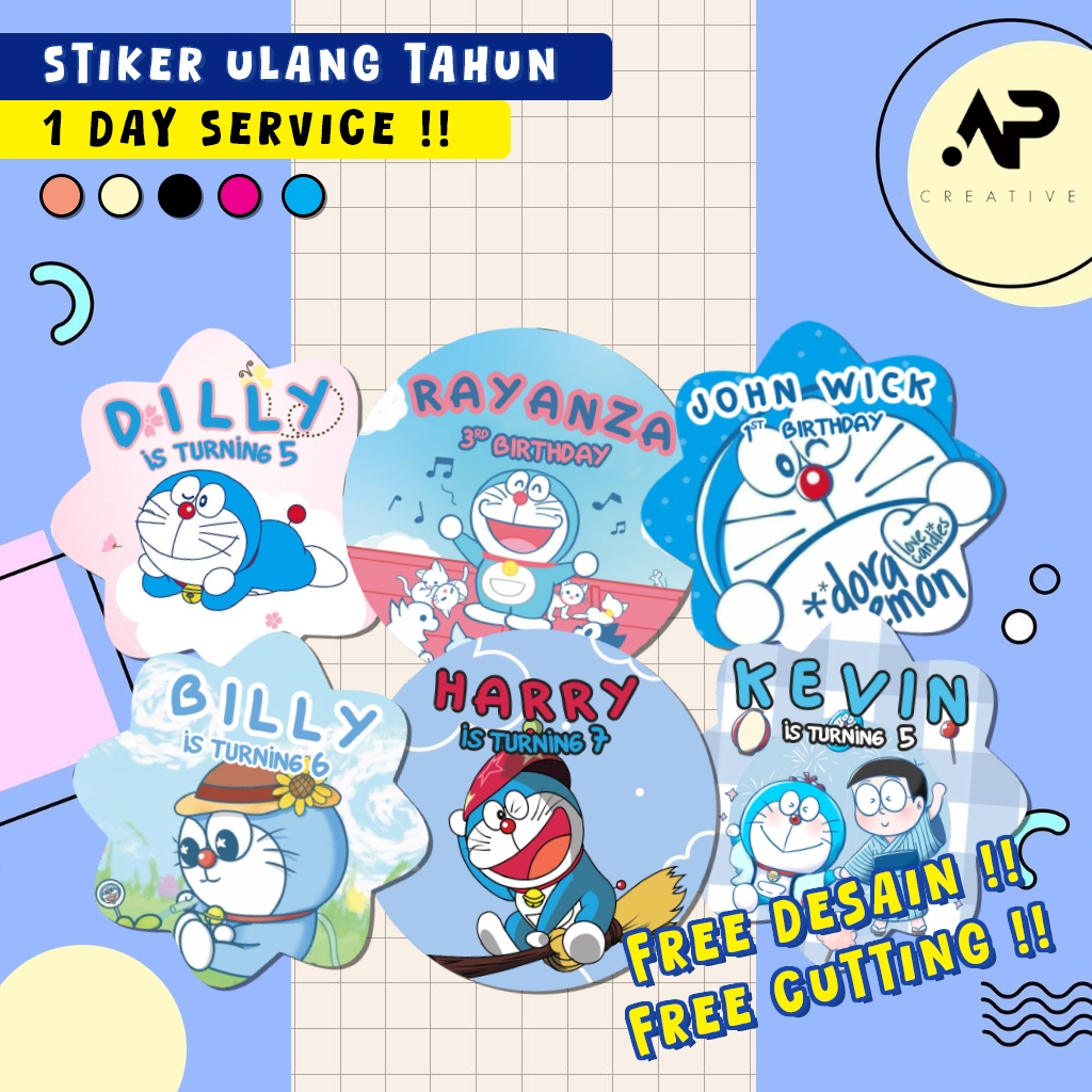 Jual Stiker Ulang Tahun DORAEMON EDITION | Stiker Label Ulang Tahun ...