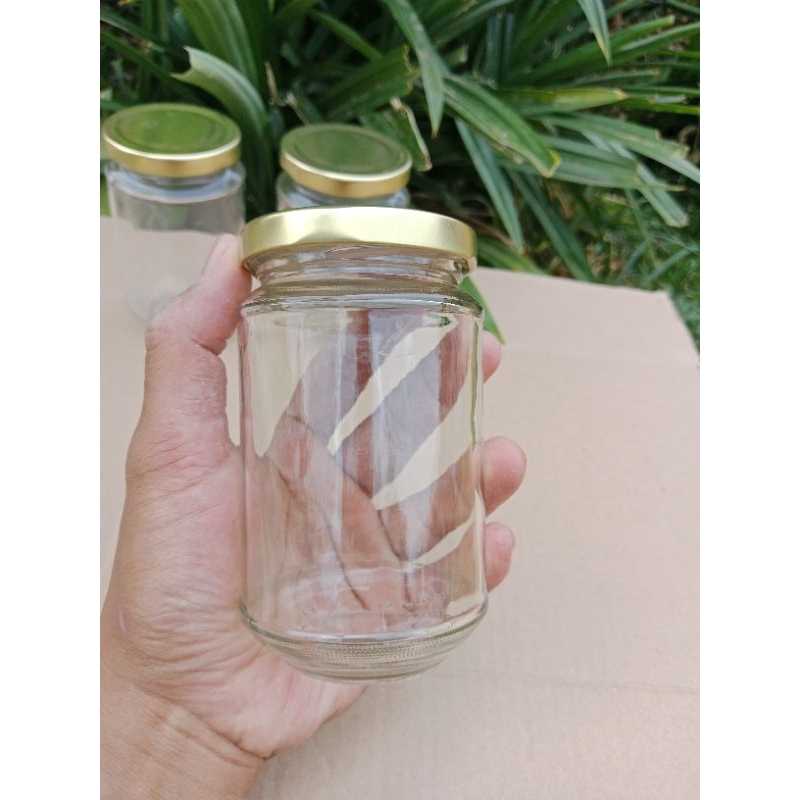 Jual Botol kaca jar 300ml / toples 300ml tutup seng gold / jar kaca ...