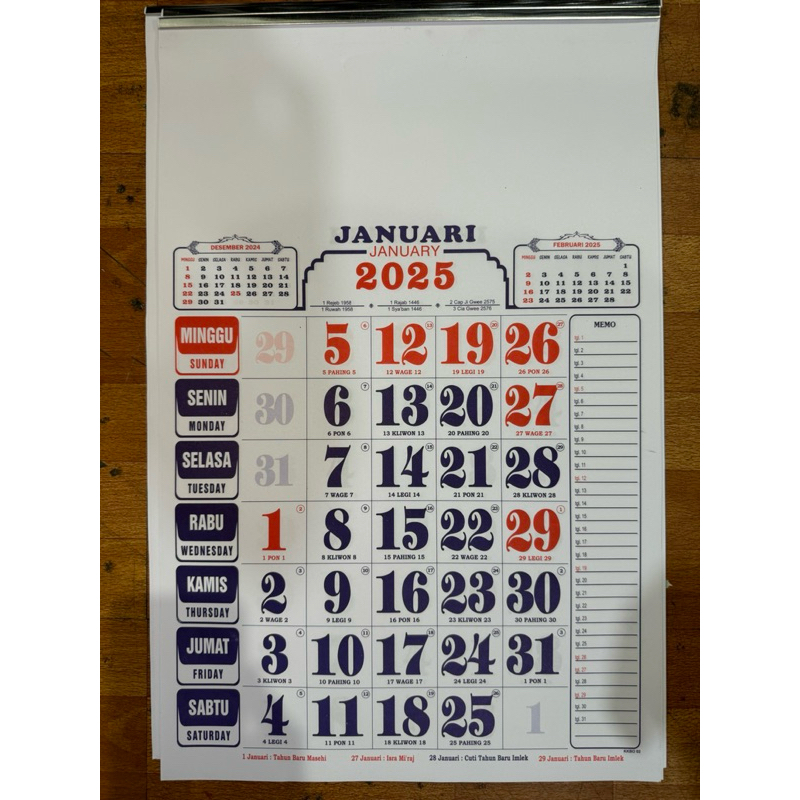 Jual KALENDER KERJA UKURAN SEDANG UMUM 2025 | Shopee Indonesia