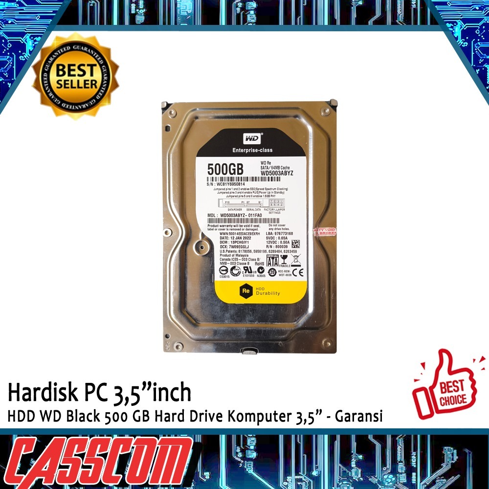 Jual HARDISK INTERNAL PC / KOMPUTER 3.5" WD 500GB - SATA | Shopee Indonesia