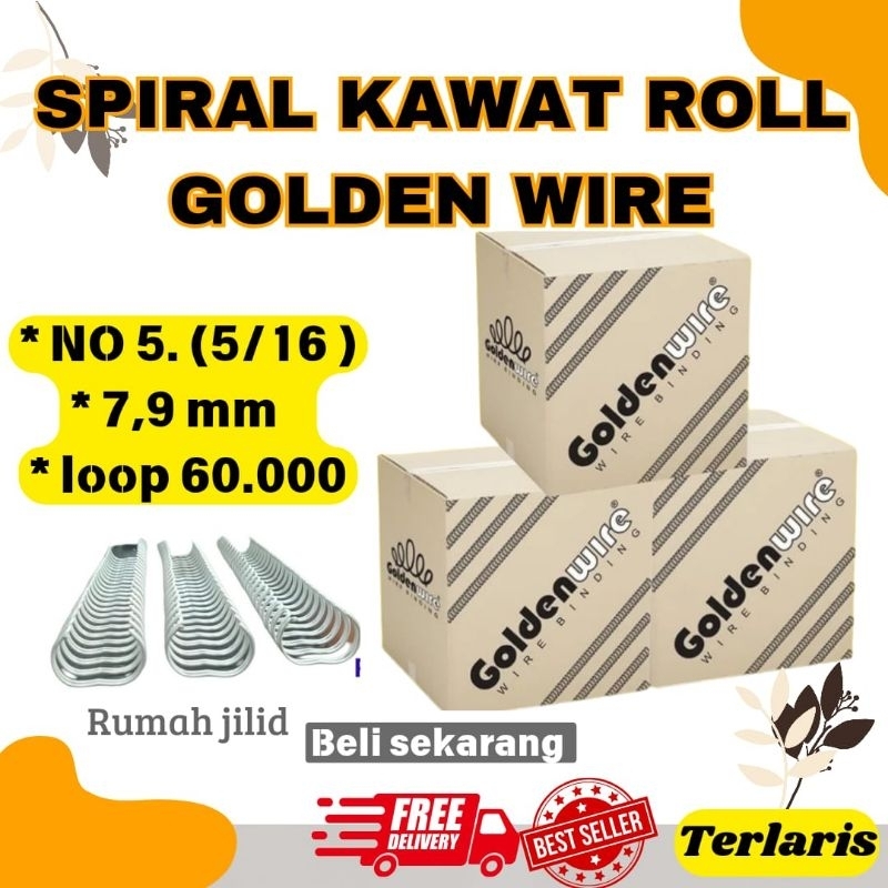Jual KAWAT SPIRAL ROLL GOLDEN WIRE 5/16" SPIRAL KALENDER MURAH | Shopee ...