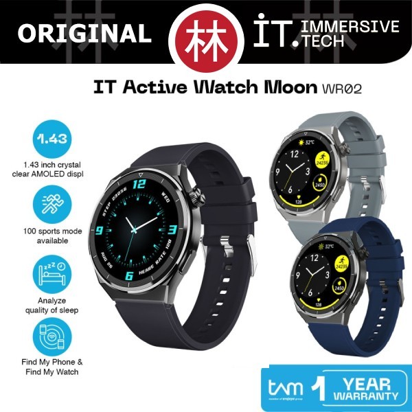 Jual IT Active Watch Moon WR02 Smart Watch 1,43" AMOLED Display Garansi Resmi TAM | Shopee Indonesia