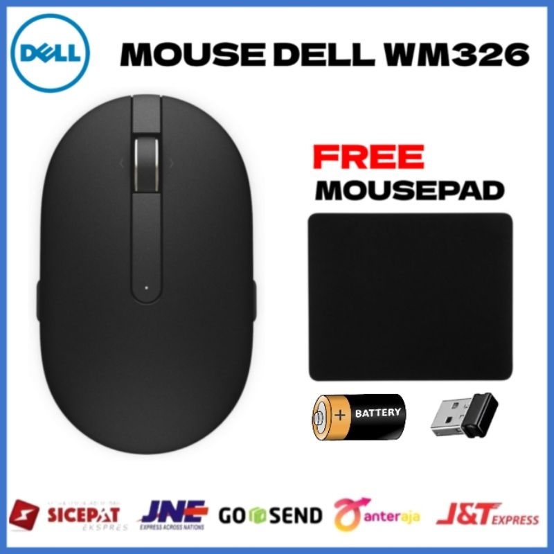 Jual MOUSE WIRELESS DELL WM326 FREE MOUSEPAD POLOS 18X22CM | Shopee ...