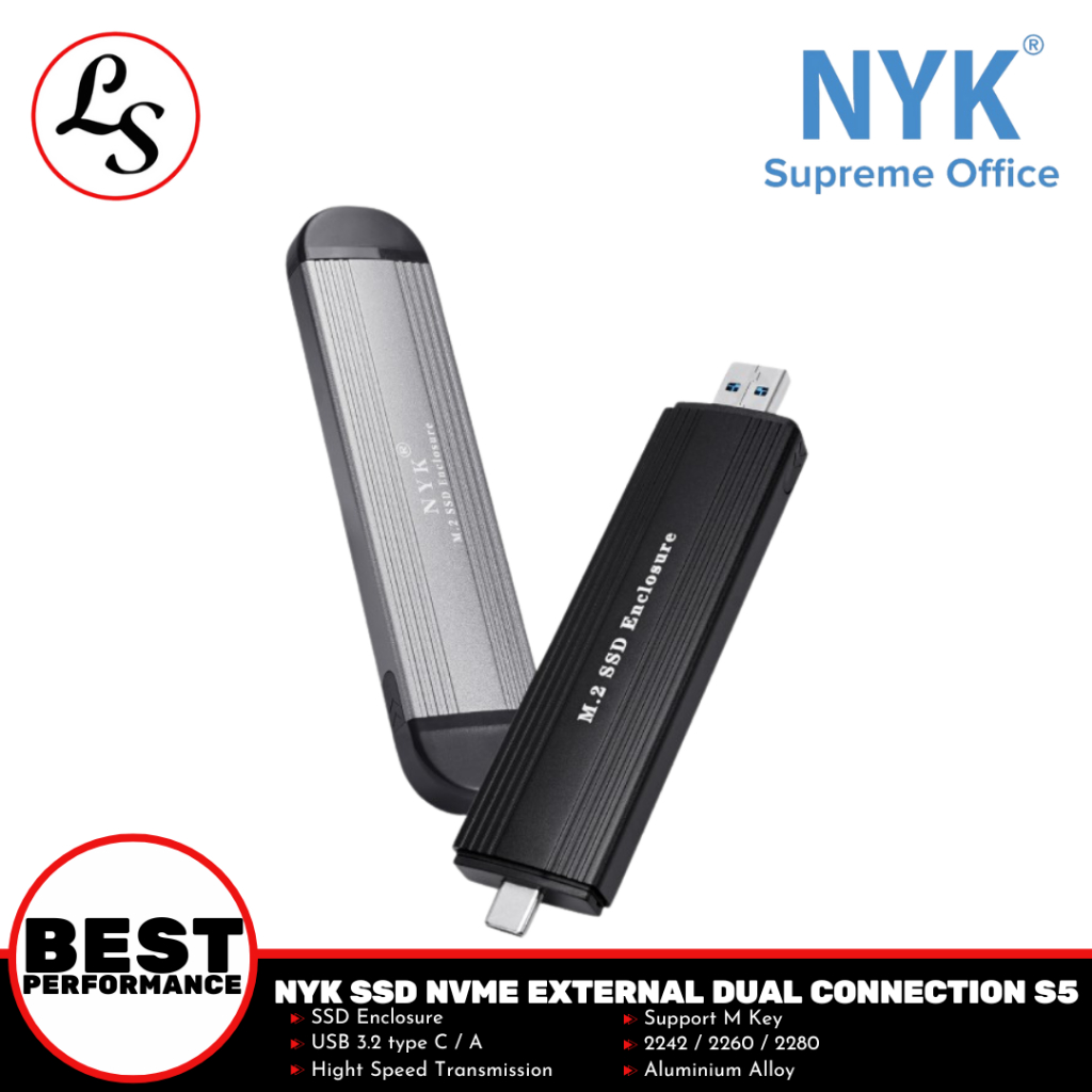 Jual NYK SSD ENCLOSURE S5 SSD M2 NVME External Dual Connection USB ...