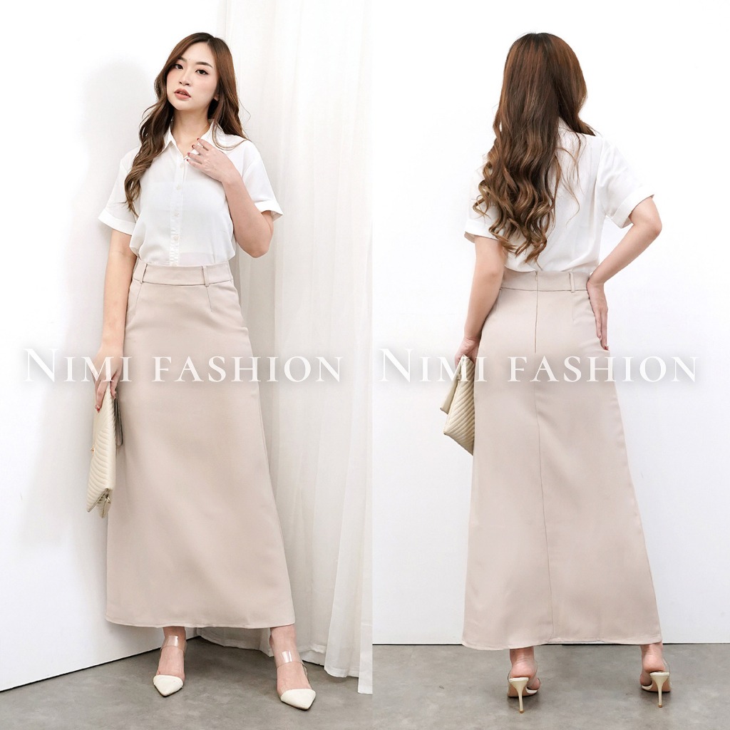 Jual NIMI - Rok Kerja Wanita Kantor Rok A Line Span Polos Panjang ...