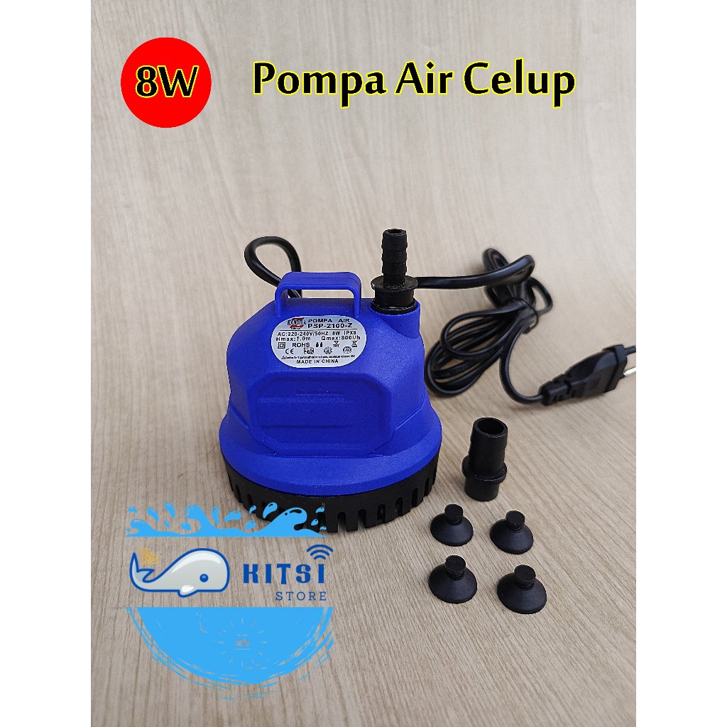 Jual Pompa Air Celup Akuarium Ukuran Kecil 8W Daya Hisap Tinggi 800L/H ...
