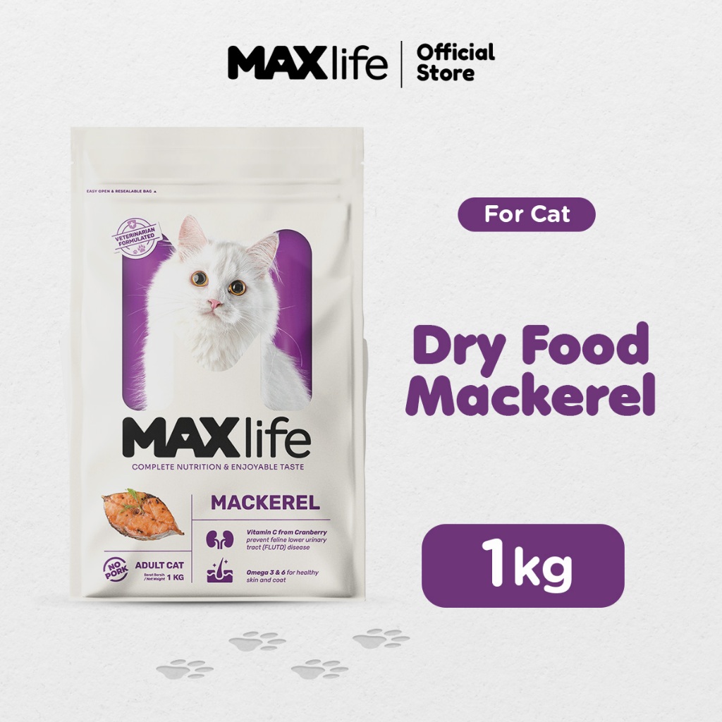 Jual MAXlife Dry Cat Food Adult Mackerel 1kg | Shopee Indonesia