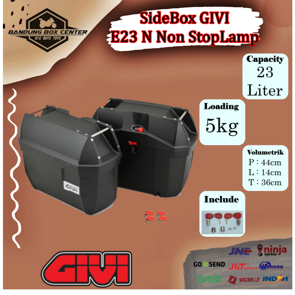 Jual Box Motor Side Box Givi Side Box Box Samping Givi E23 N Givi E 23 ND Non Lampu Givi E23N ...