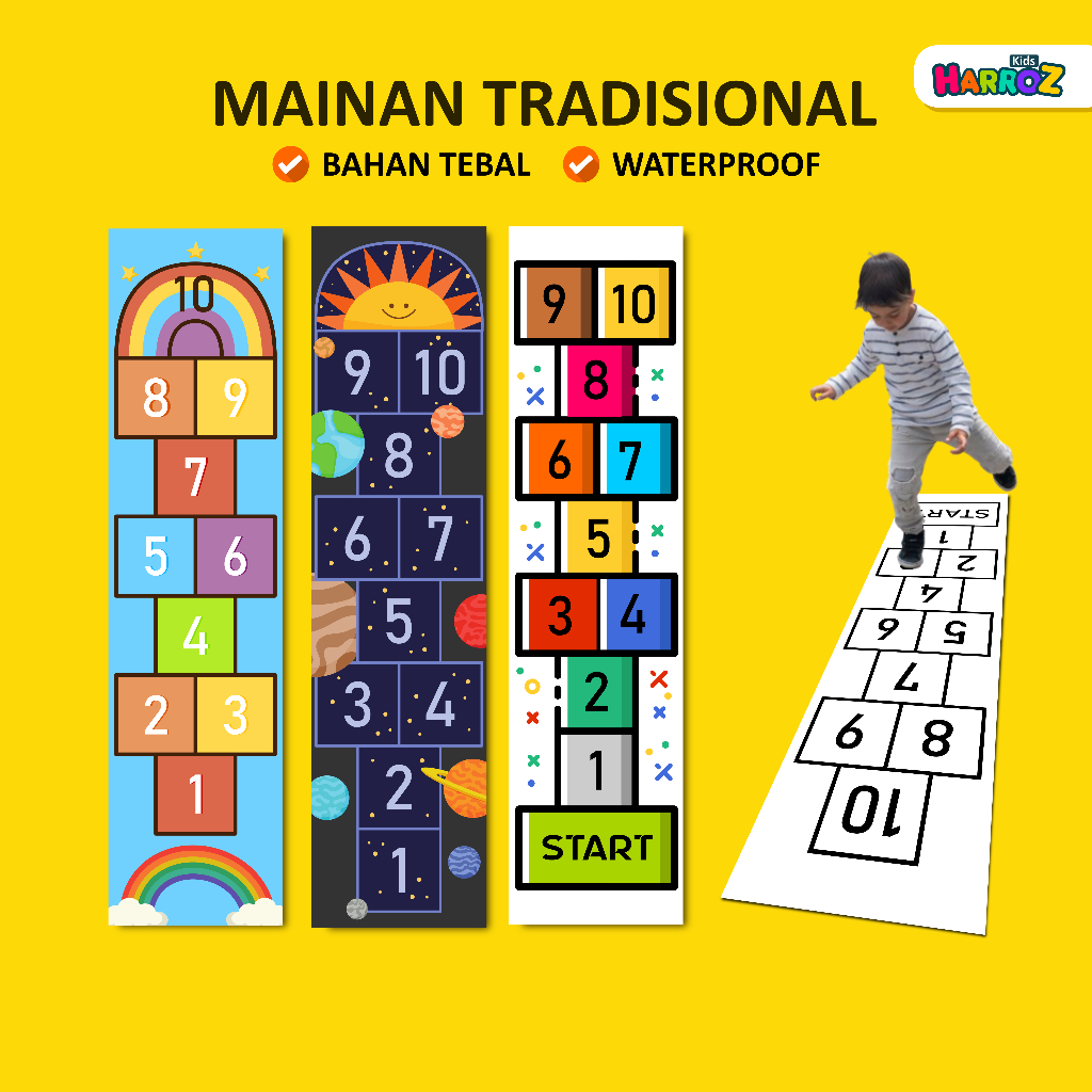 Jual Mainan Tradisional Engklek Hopscotch Jingkat Tengge Tengge ...