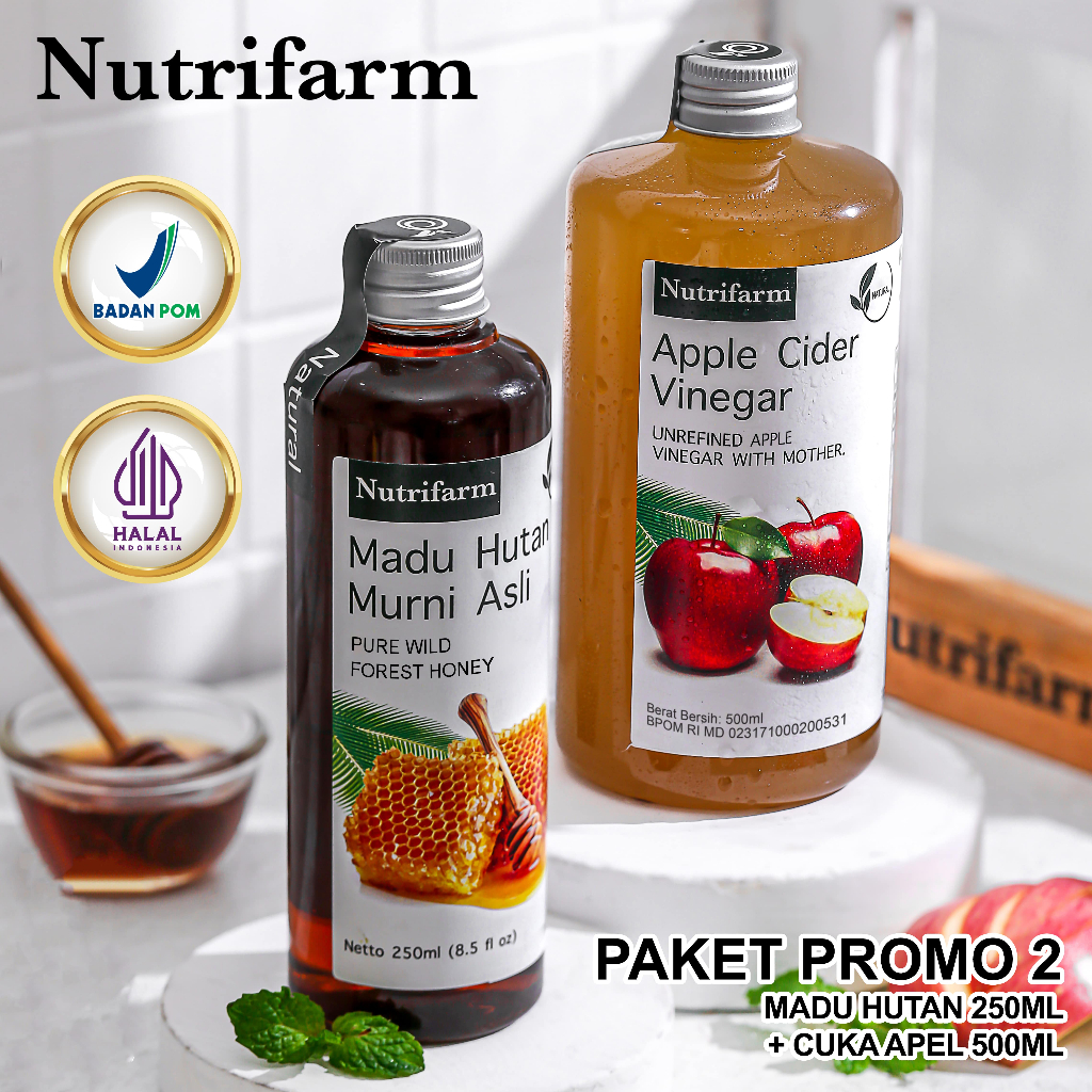 Jual PAKET PROMO 2 NUTRIFARM CUKA APEL 500ML DAN MADU HUTAN 250ML ...