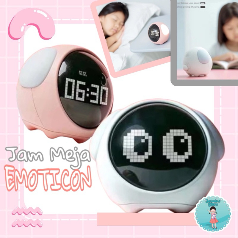 Jual Jam Alarm emoji lucu Ekspresi Imut lampu tidur Jam Weker hadiah ...