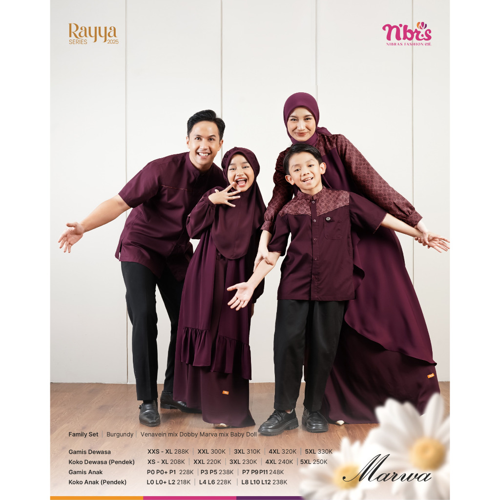 Jual [PRE ORDER] SARIMBIT NIBRAS 2025 MARWA BURGUNDY / SARIMBIT ...