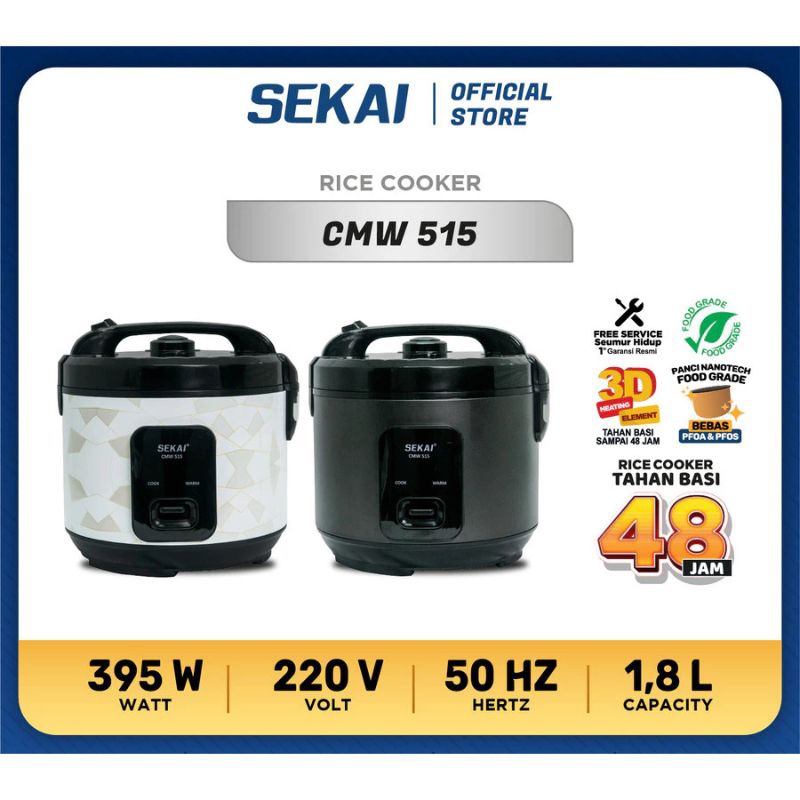 Jual SEKAI Rice Cooker Magic Com 3in1 Kapasitas 1.8 Liter CMW-515 Garansi Resmi | Shopee Indonesia