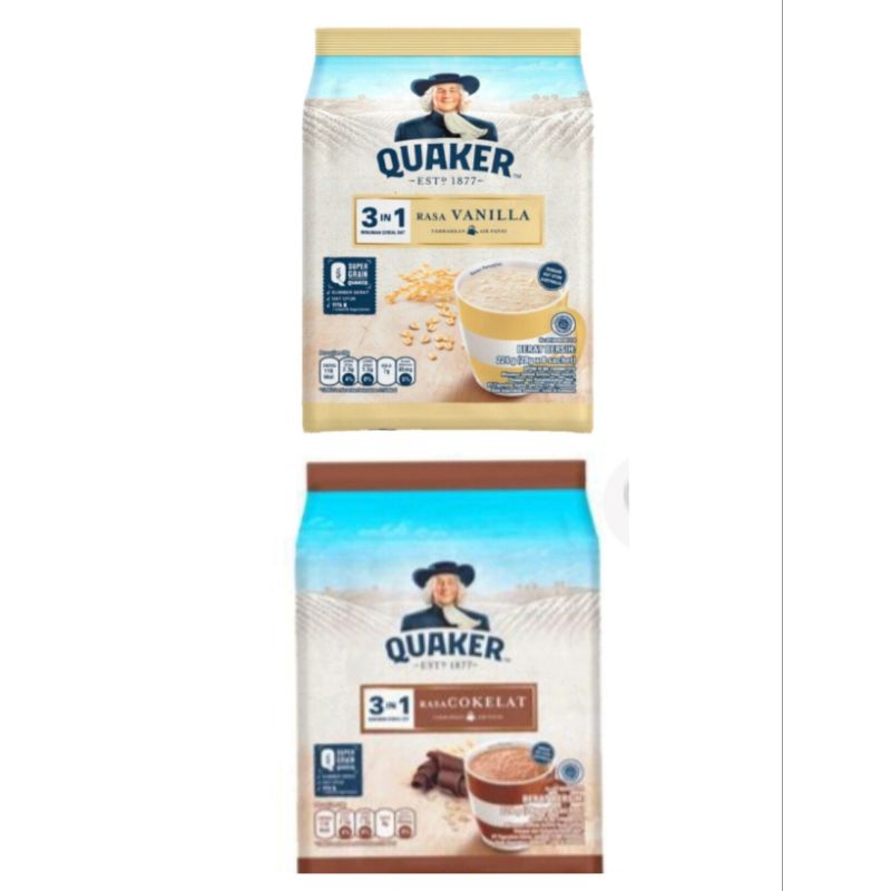 Jual QUAKER Oats 3 in 1 Vanila/coklat Bag 8 x 28 g | Shopee Indonesia