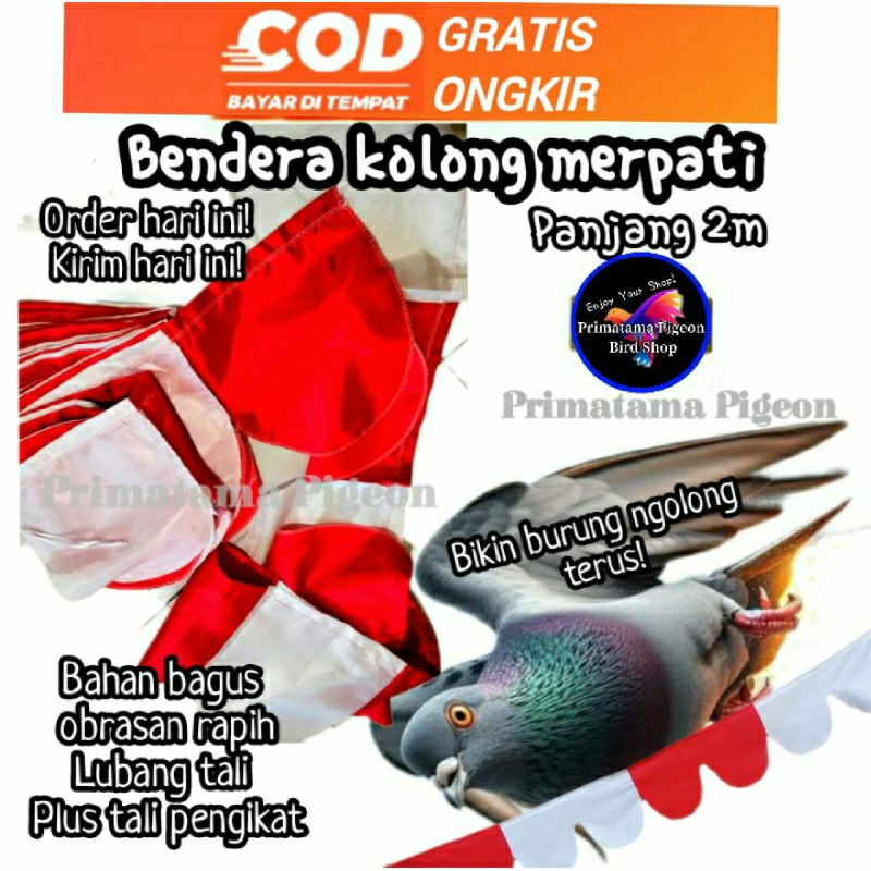 Jual Bendera kolong merpati panjang 2M bendera kolongan merpati/ Blatih ...