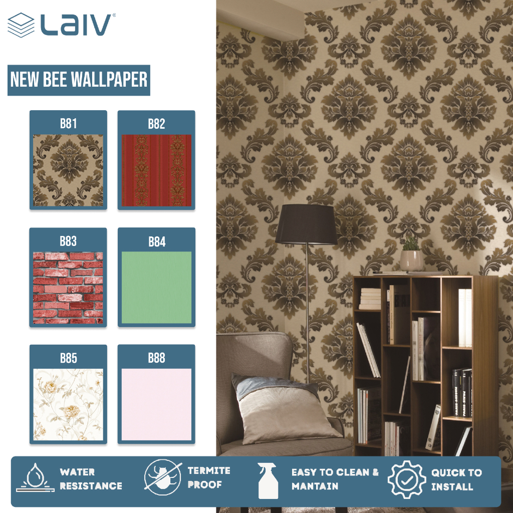 Jual Wallpaper Dinding Vinyl New Bee Series Motif Batik Klasik Damask Bunga Honeycomb Batu Bata ...