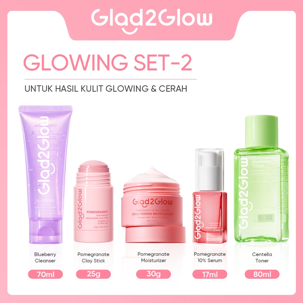 Jual SPECIAL BUNDLE 5 in1 Glad2Glow 5pcs Paket Skincare Moisturizer Serum Clay Mask Face Wash ...