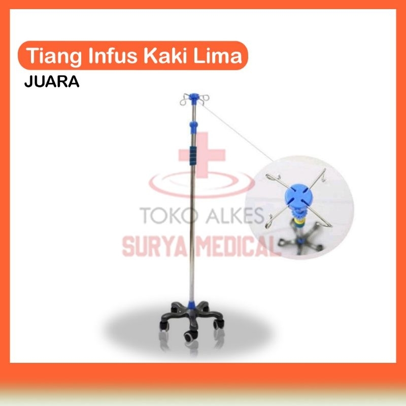 Jual Tiang Infus Kaki 5 Dengan Roda | Standard Infus Stainless Steel ...