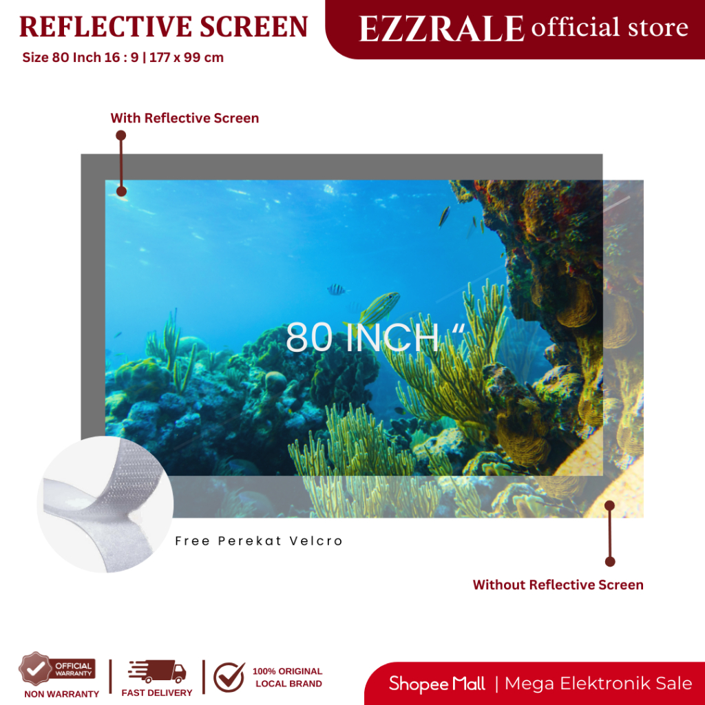 Jual Ezzrale Layar reflective screen 80 Inch | 100 Inch | 120 Inch ...