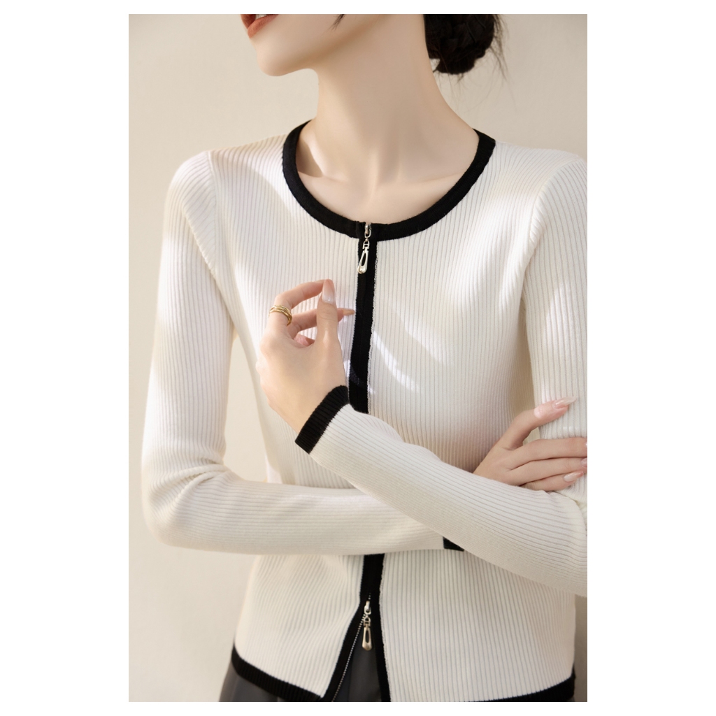 Jual FLIDA FASHION Atasan Rajut Wanita A Duo Resleting Lengan Panjang ...