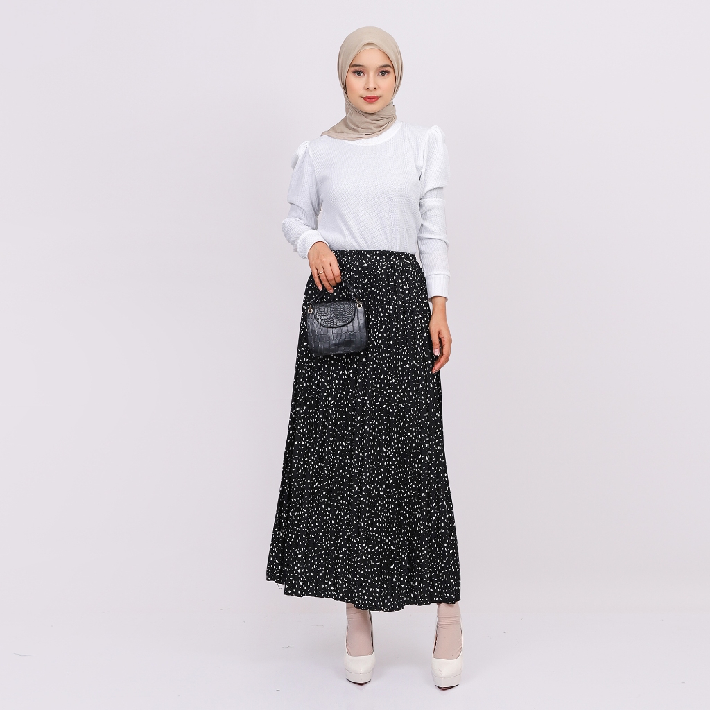Jual Ahlami- Rok Plisket Motif Tabur Long Skirt Plisket | Shopee Indonesia