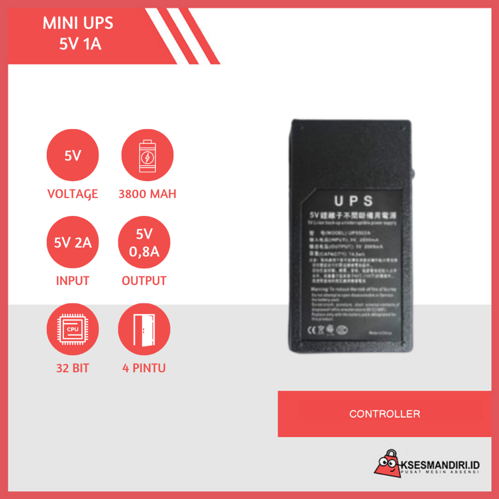 Jual Mini UPS 5v 1a ORIGINAL Untuk Fingerprint Mesin Absensi | Shopee ...