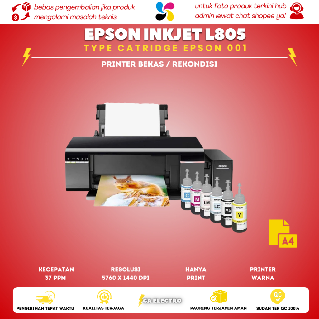 Jual printer color epson inkjet l805 cocok buat id card 6 warna kondisi ...