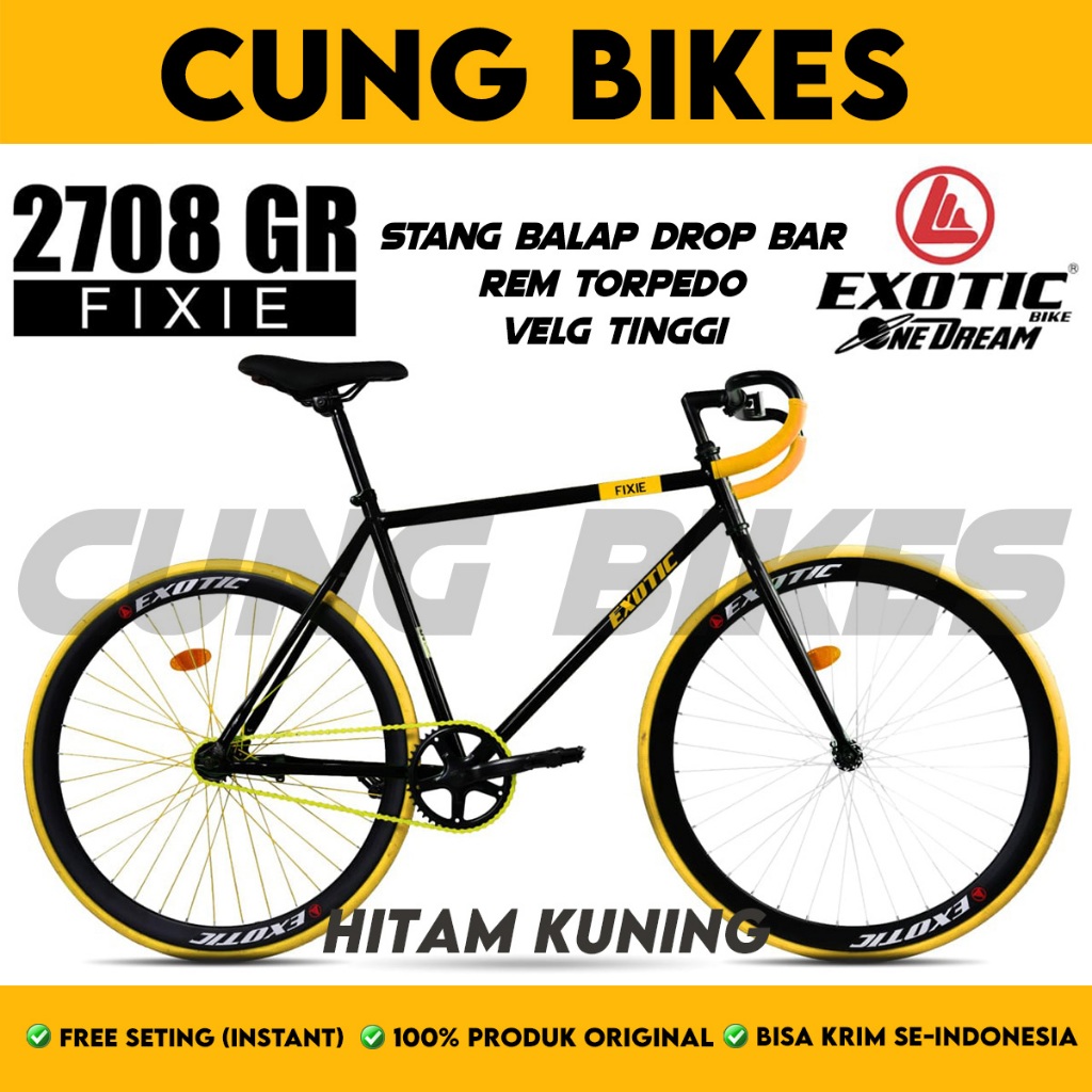 Jual Sepeda Fixie Fullbike EXOTIC 2708GR 700c Stang Balap Dropbar Rem ...