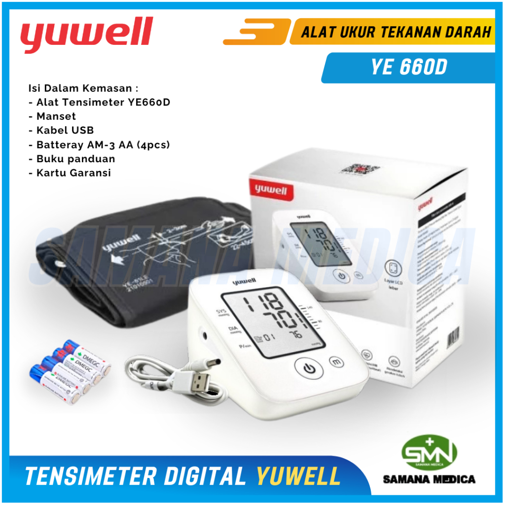 Jual Tensimeter Digital yuwell YE 660D CLASSIC / Gold Edition With USB ...