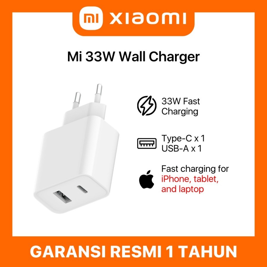 Jual Xiaomi Mi 33W Wall Charger USB C Type C Type A 2 Output Kepala HP ...