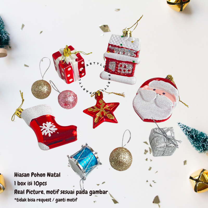 Jual Set Hiasan Natal Untuk Pohon / Dekorasi Gantungan Natal Motif ...