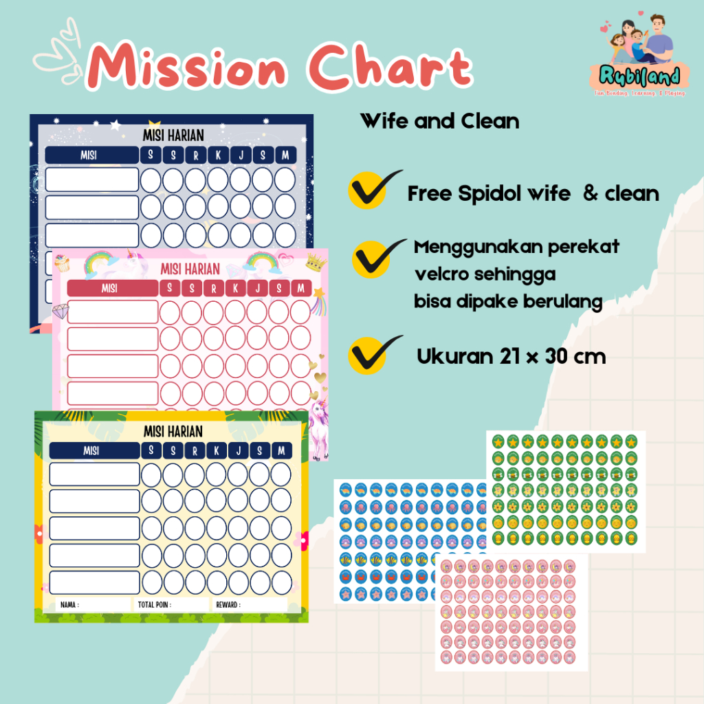 Jual Poster reward chart atau mission chart wife and clean dan pake ...