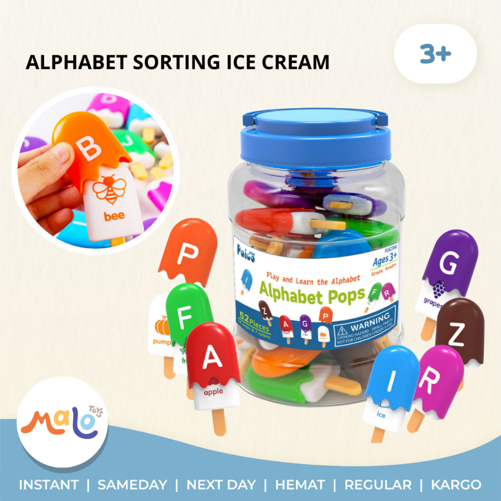 Jual MALOTOYS - PAICO Alphabet Pops Ice Cream Huruf 26 Sorting Letters ...