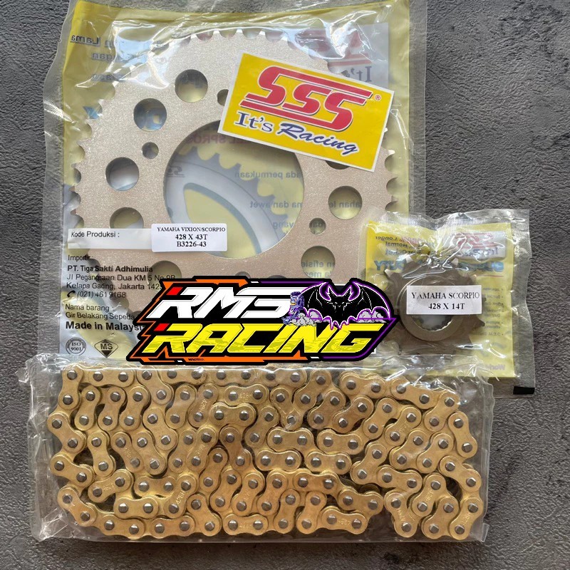Jual Gear Set Gir Set SSS ORIGINAL 428 Yamaha Scorpio - ScorpioZ Rantai Gold 428H 130L (Merk ...
