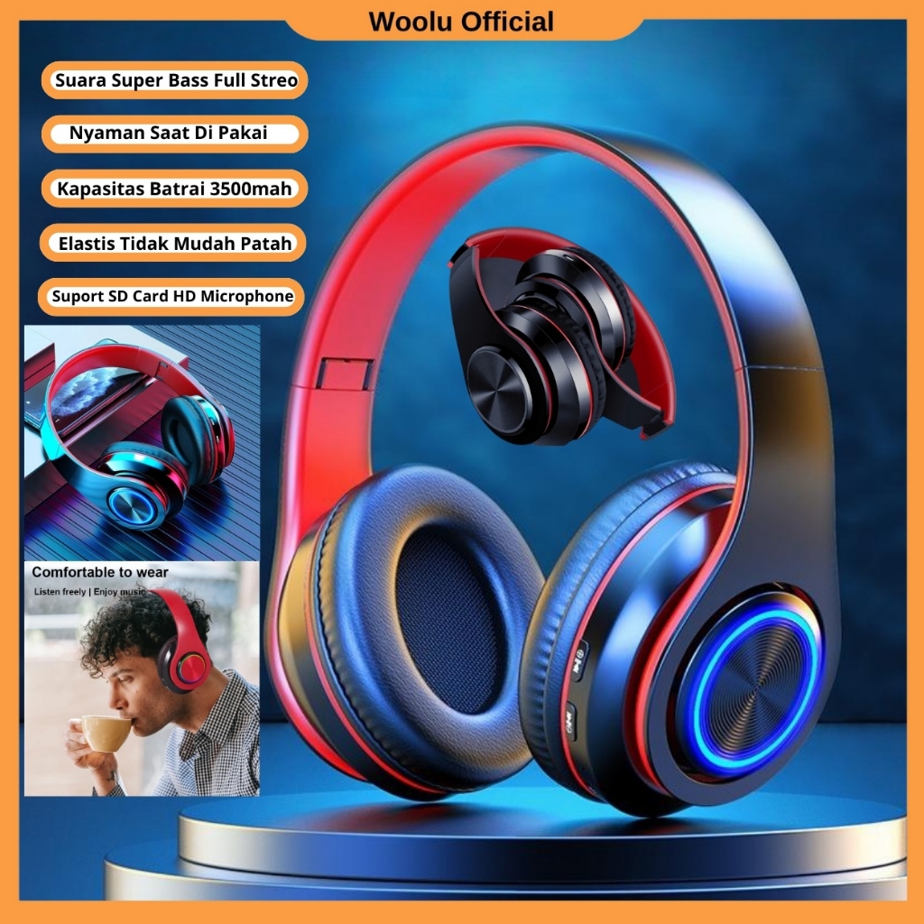 Jual Headset Bluetooth TWS Lampu LED Warna-warni B39/B39M Headset ...