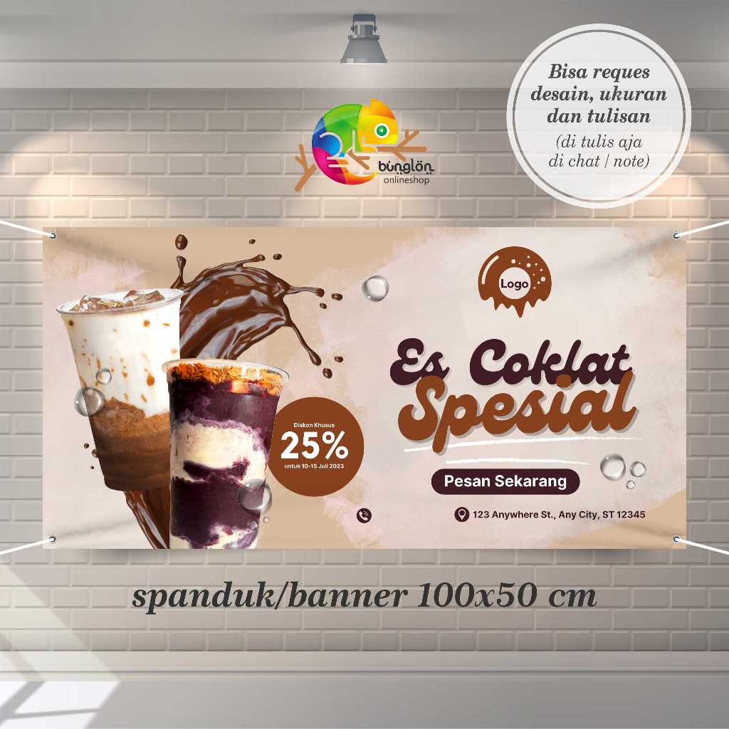 Jual Cetak Spanduk Banner Coklat Modern Promosi Es Coklat | Shopee ...