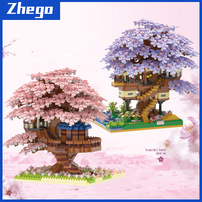 Jual Mainan Balok 2229Pcs Pohon Sakura 3D Puzzle Blok Bangunan Mini ...
