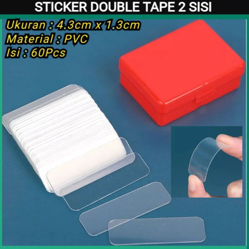 Jual Sticker Double Tape Gel 2 Sisi 1 Box Isi 60 pcs Isolasi Bening ...
