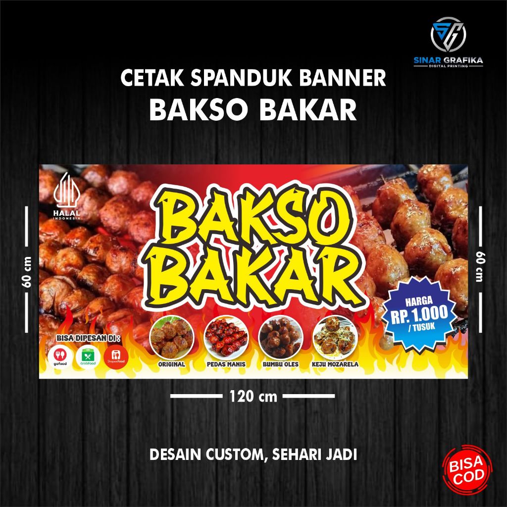 Jual Spanduk Bakso Bakar Viral, Desain Custom | Shopee Indonesia
