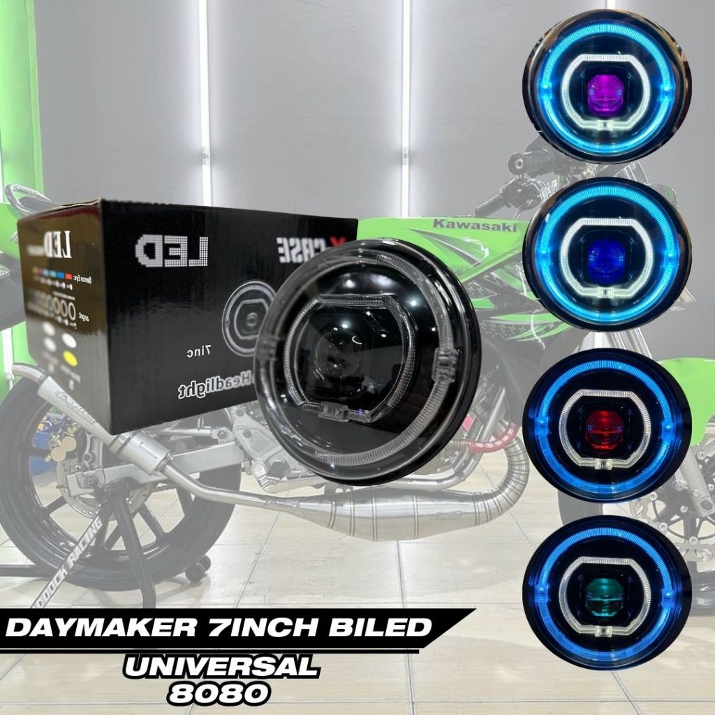 Jual LAMPU DEPAN BILED MATRIX 7 INCH + DEVIL RGB BULAT NINJA R SS LAMPU ...