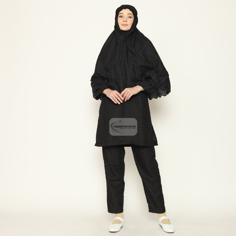 Jual Setelan Baju Ihrom Wanita Spesial Hitam Set Kumplit Kualitas ...