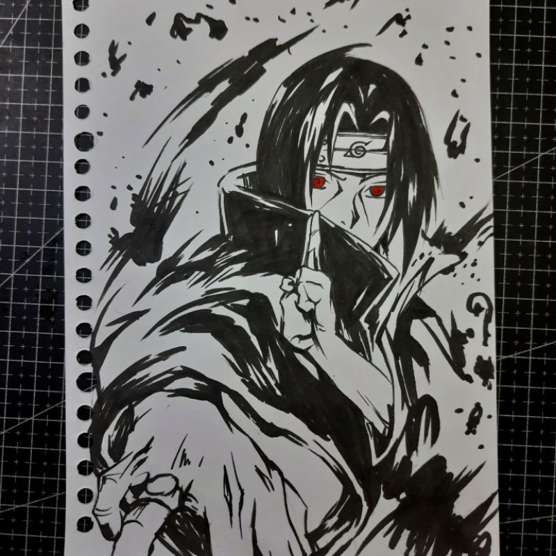 Jual gambar sketsa drawing pen itachi uchiha A5 | Shopee Indonesia