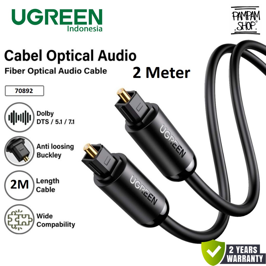 Jual UGREEN 70892 Kabel Toslink Digital Optical SPDIF Audio 2M 2 Meter ...