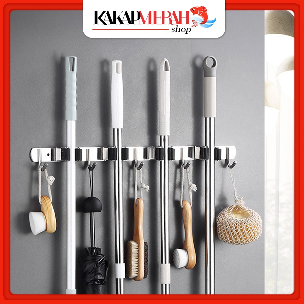 Jual Gantungan Sapu dan Kain Pel Dinding Stainless Magic Holder Broom ...