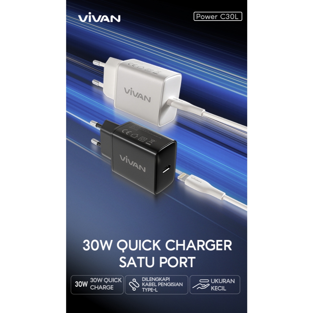 Jual Vivan Power C30C USB-C to USB-C / Power C30L USB-C to Lightning ...