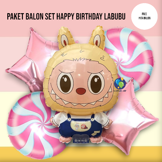Jual Paket Ulang Tahun Balon Labubu/ Balon Set Angka Balon Labubu Ulang ...
