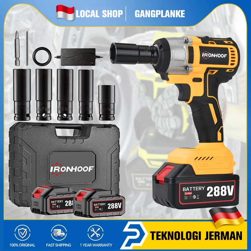 Jual IRONHOOF Impact Wrench Brushless 388V Impact Baterai 288V 420N.M Electric Impact Wrench ...